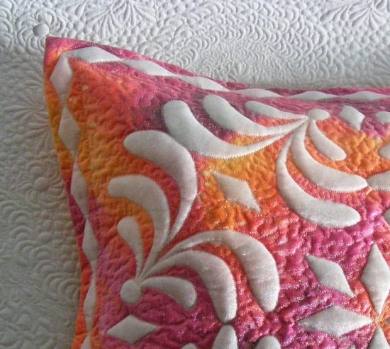 Shadow trapunto quilt - a cushion cover - Geta's Quilting Studio