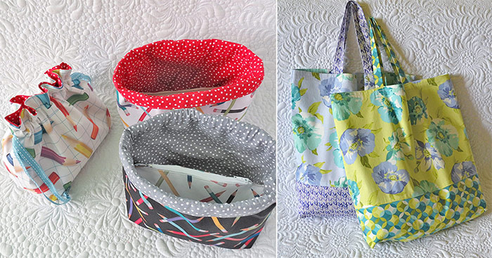 Drawstring bag + shopping bag patterns - Geta's Quilting Studio